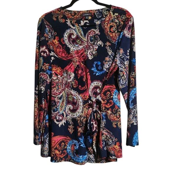 Cocomo | Tops | Cocomo Womens Blouse Long Sleeve Front Tie Liquid Knit ...